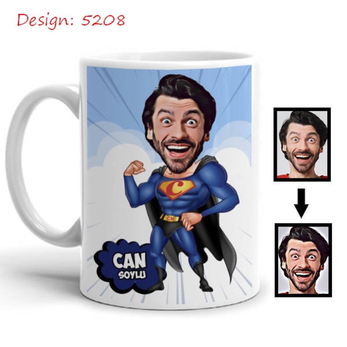 Custom Cartoon Drawıng Coffee Mug | Hand-made Mug | Personalized Gift ...