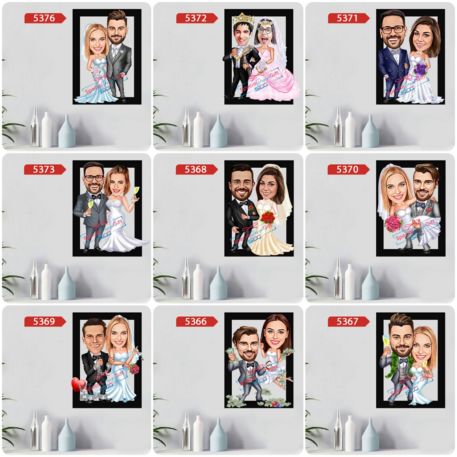 Wedding Decoration Caricature Frame, Wooden Wedding Frame, Wedding ...