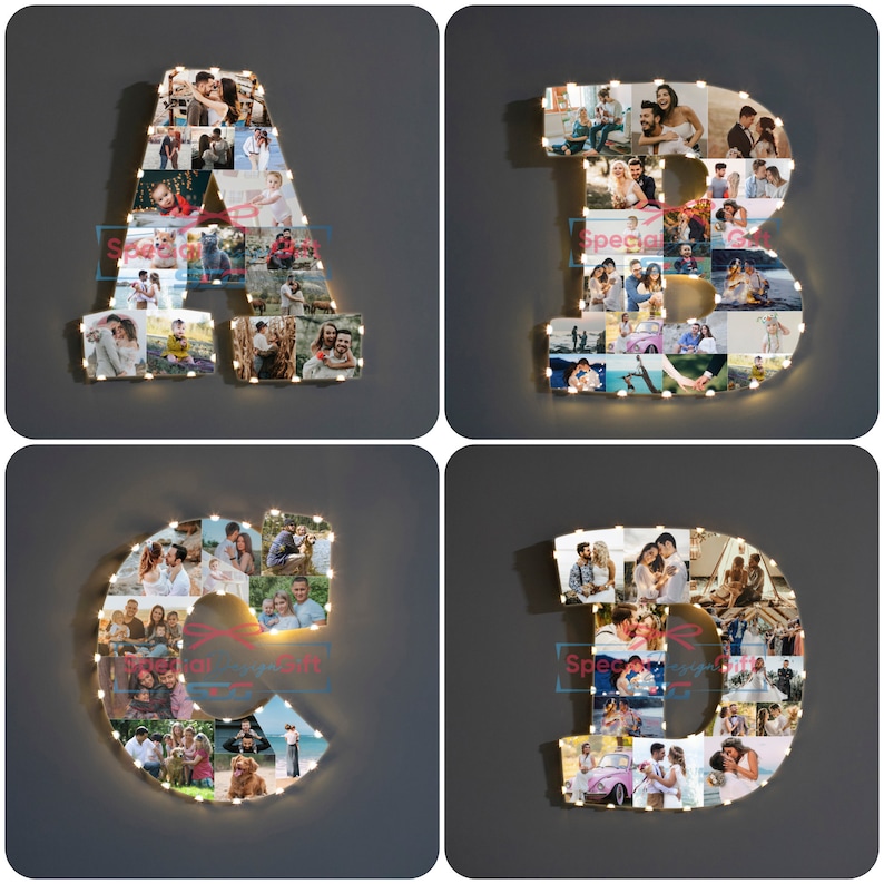 Letter E Gift Letter E Photo Collage Letter E Wooden Frame - Etsy