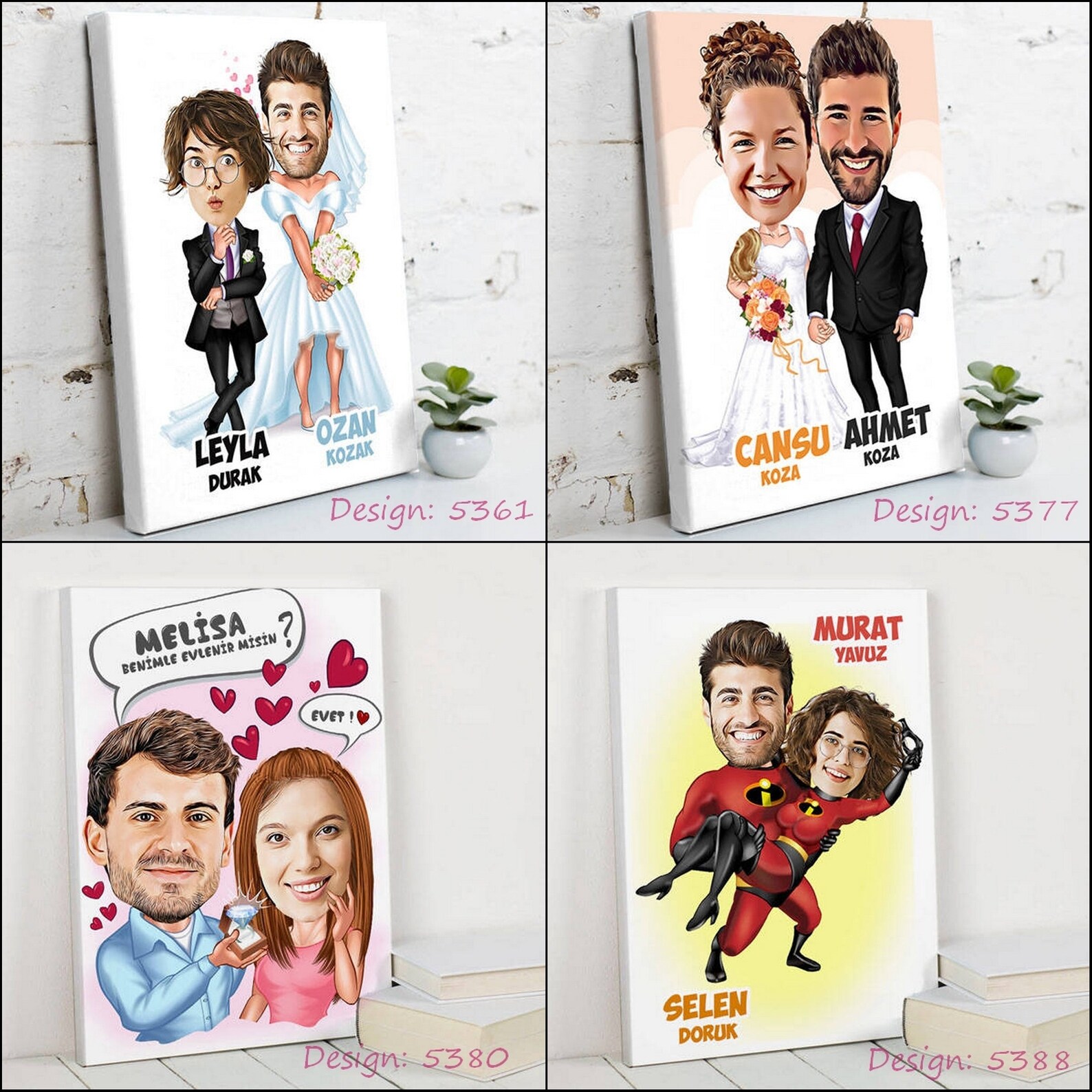 Custom Caricature Frame, Customized Canvas Gift, Personalized Christmas ...