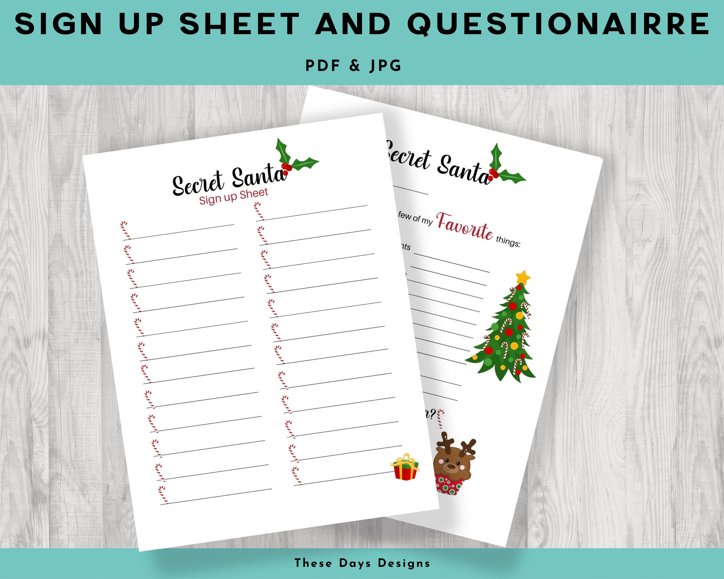 Secret Santa Printable, Secret Santa Questionnaire, Gift at Work, Gift ...
