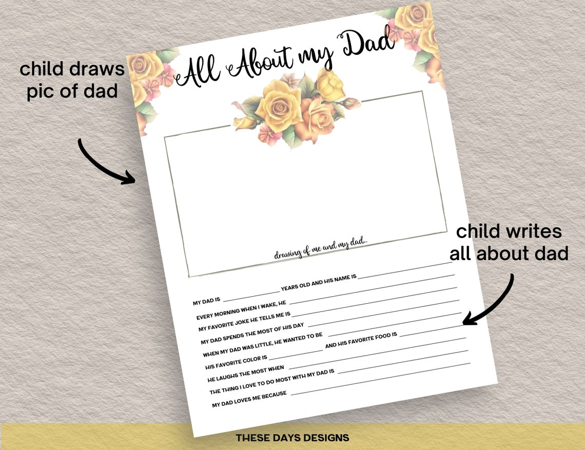 All About My Dad Questionnaire, Father Questionnaire, Dad Handprint Art ...