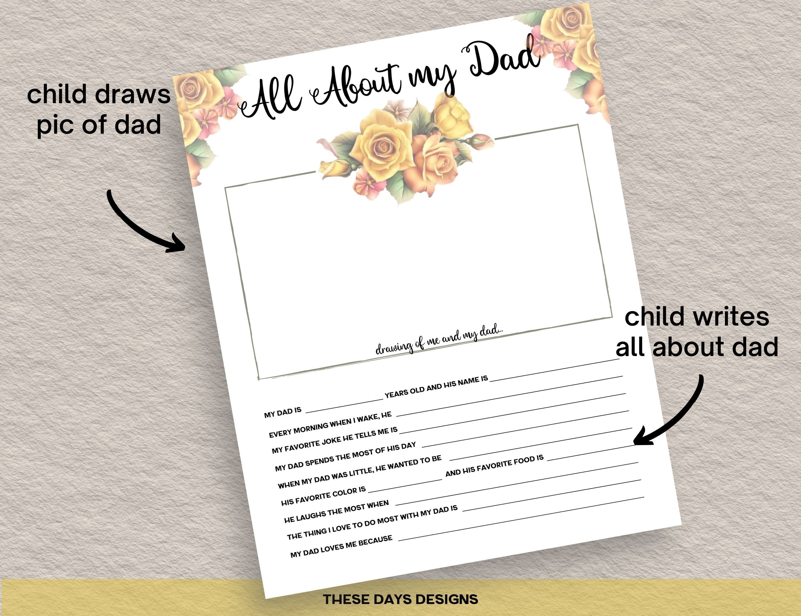 All About My Dad Questionnaire, Father Questionnaire, Dad Handprint Art ...