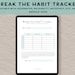 Break the Habit Tracker Calendar, Habit Tracker Printable, Routine ...