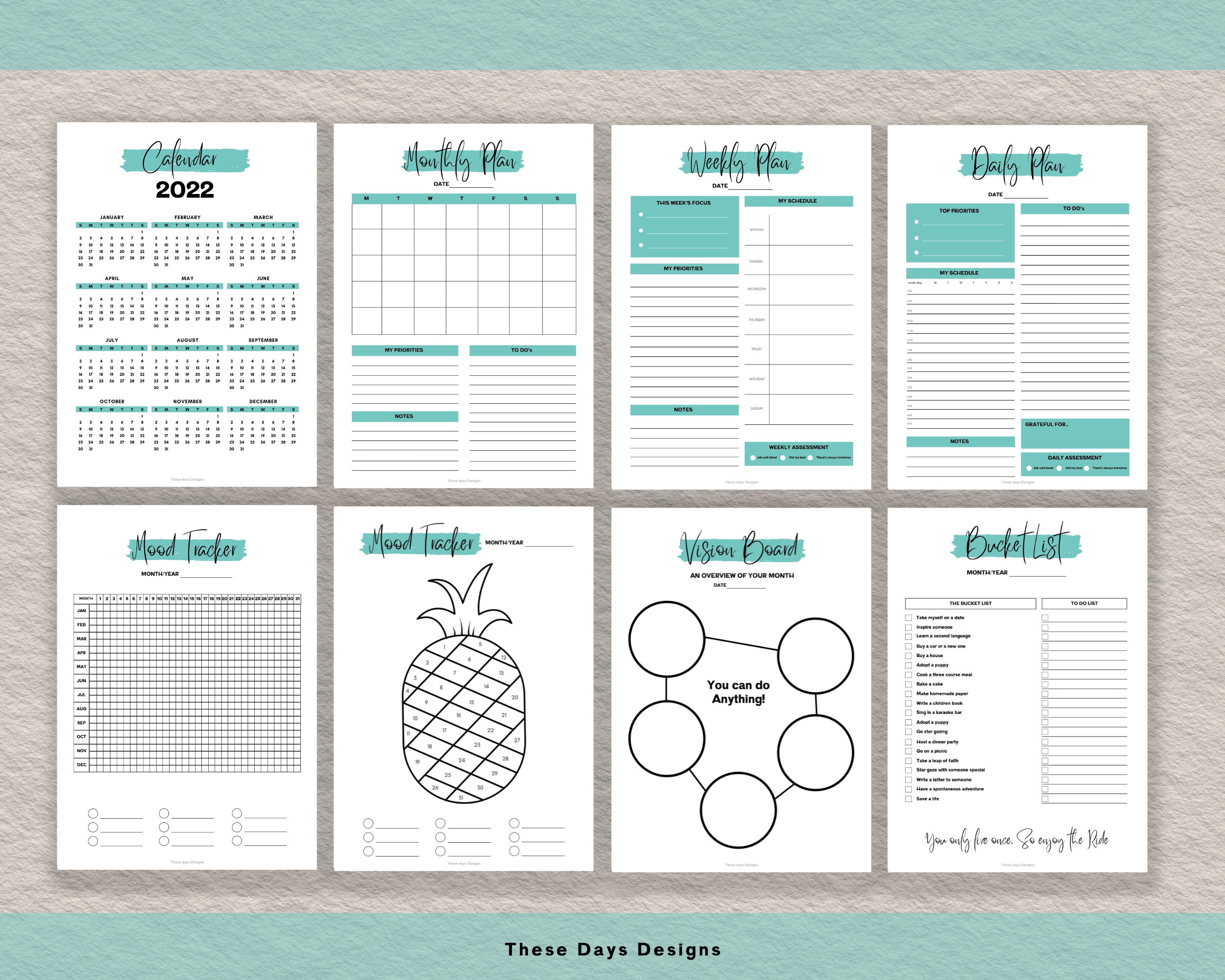 Vision Board Kit Printable, Goal Planner 2022, Goal Journal ...