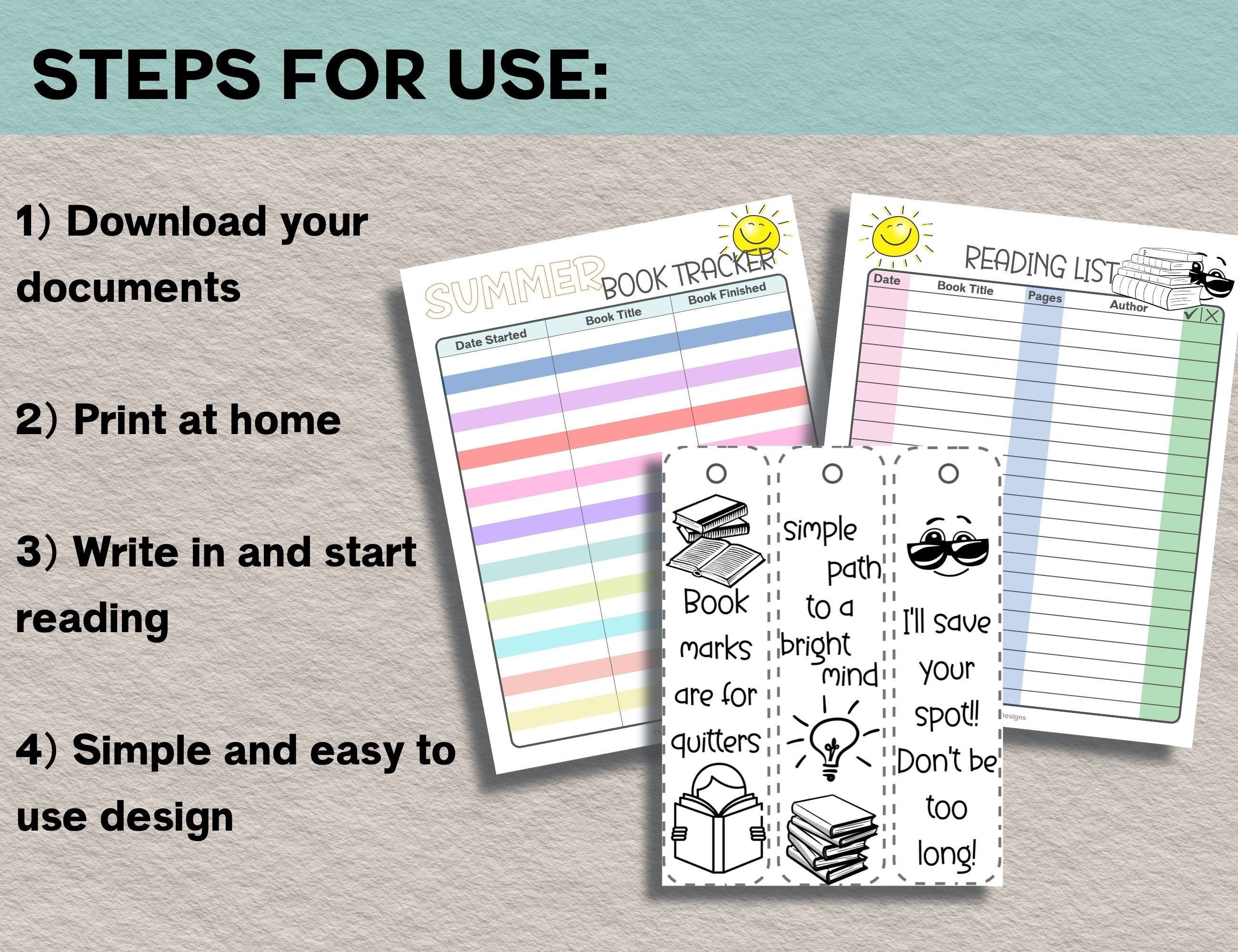 Summer Reading Log for Kids, Reading Tracker, Reading Challenge ...