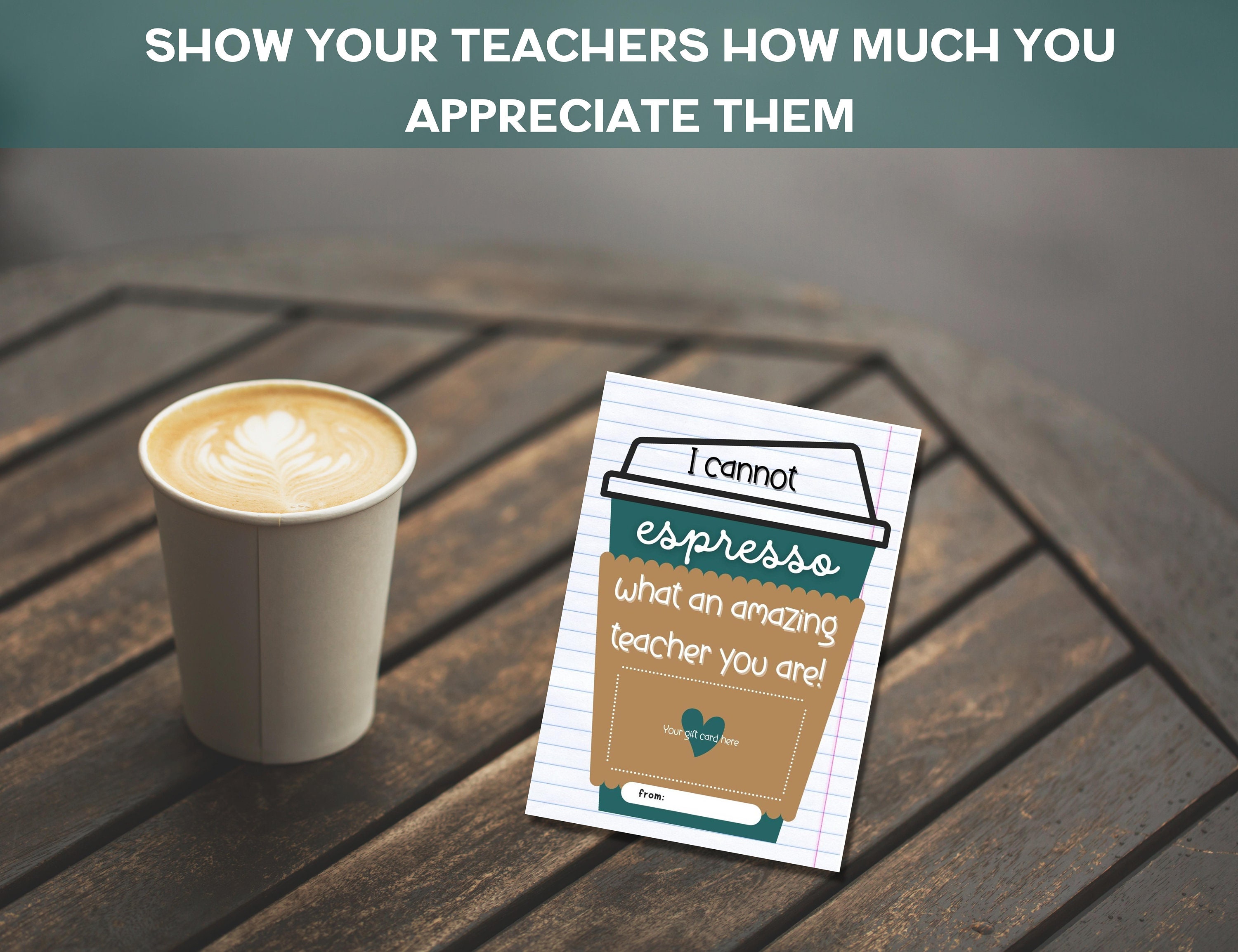 Gift Card Holder, Teacher Appreciation, Coffee Card Holder, English ...