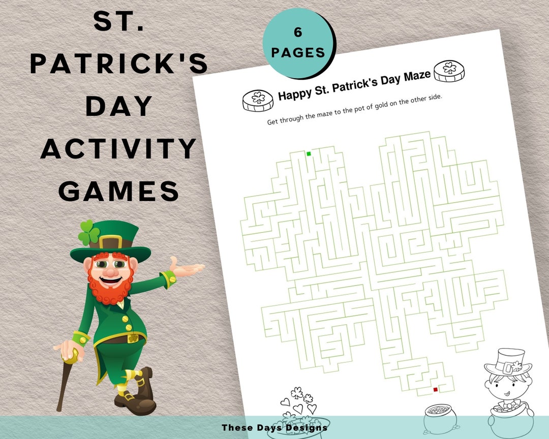 St. Patrick's Day Activity Pages for Kids, Coloring Pages, Word Search ...