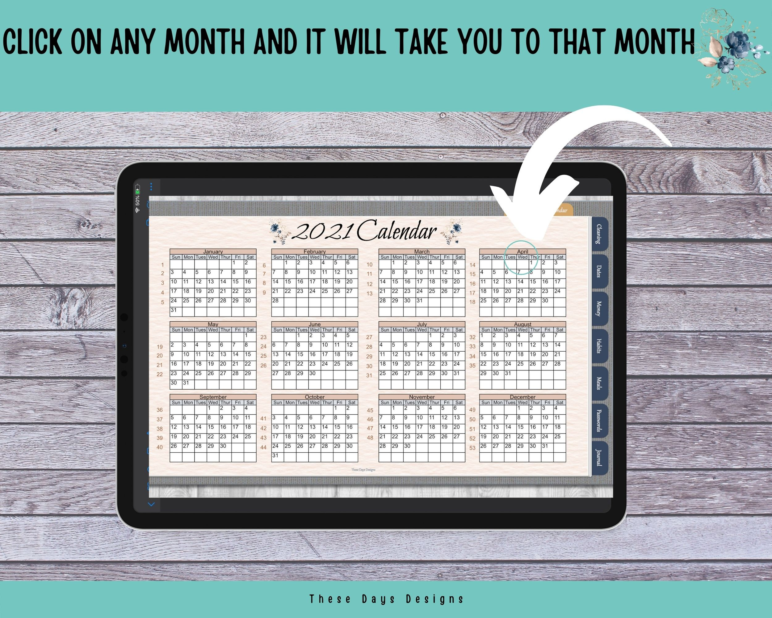 2021 Landscape Digital Planner, 2021 Horizontal Planner for Goodnotes ...