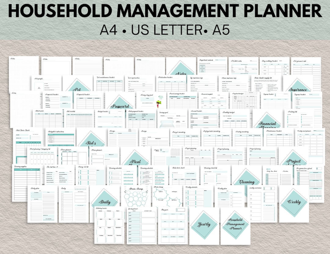 Home Management Printables, Household Binder, Home Organization Binder ...