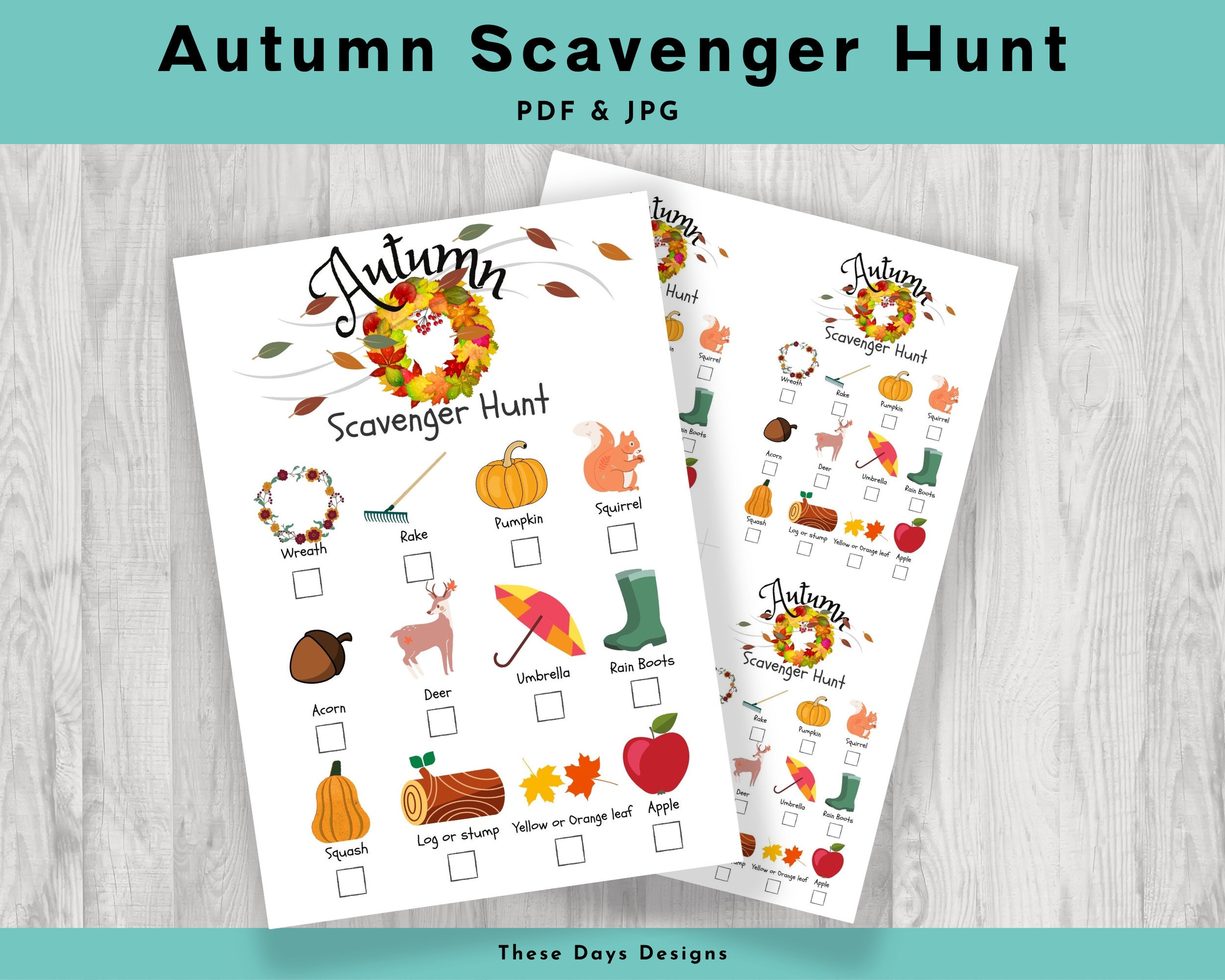Autumn Scavenger Hunt, Fall Scavenger Hunt for Kids, Printable, Outdoor ...