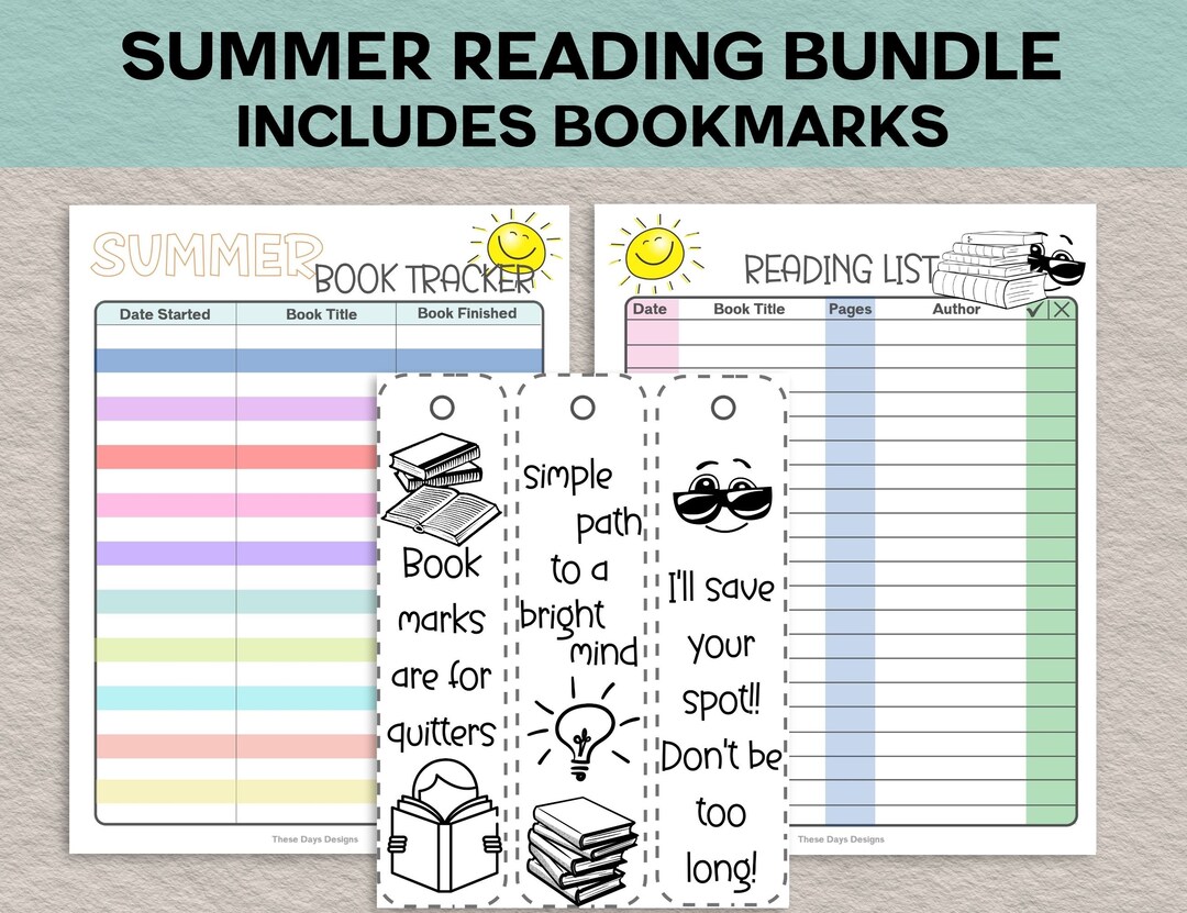 Summer Reading Log for Kids, Reading Tracker, Reading Challenge ...