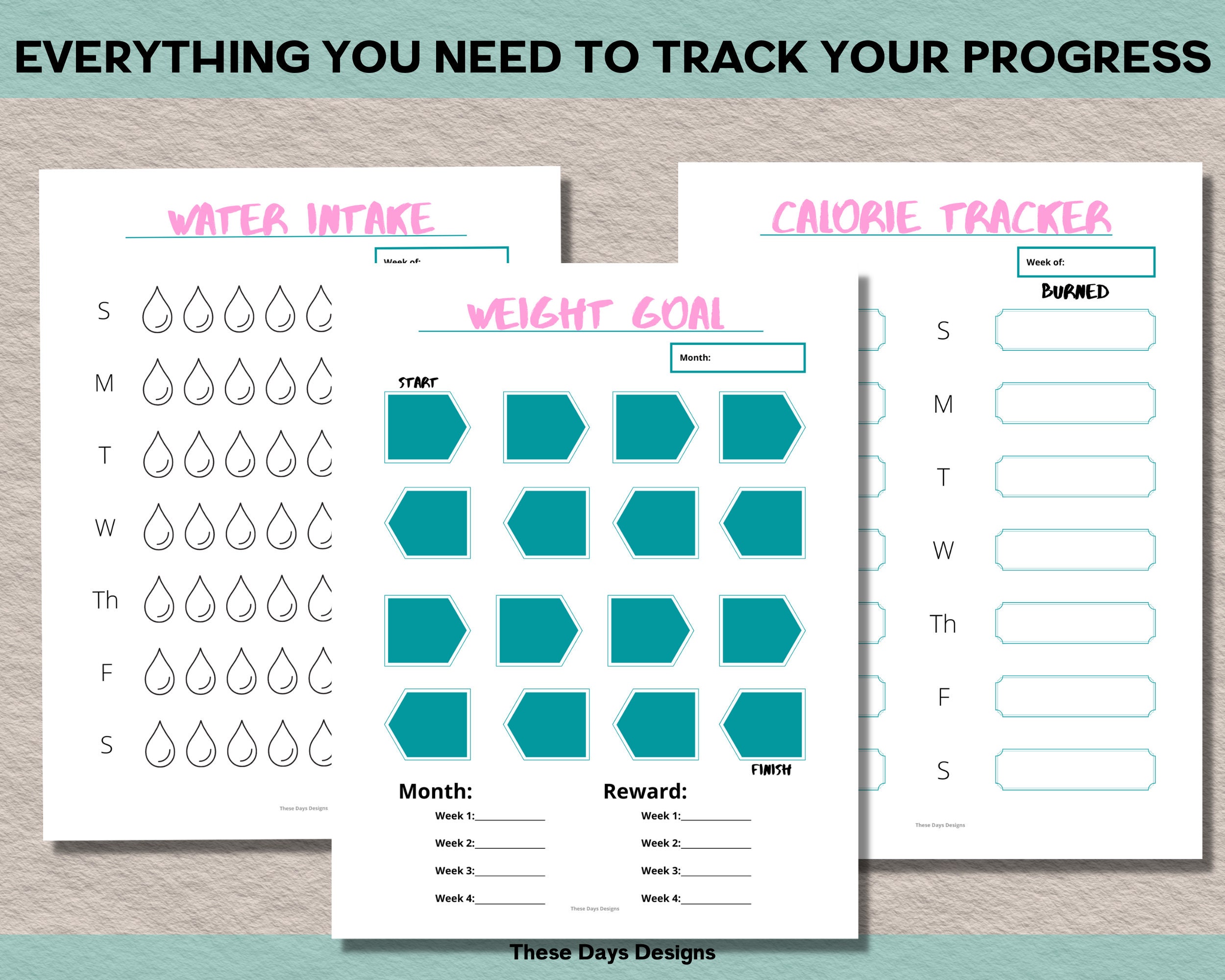 Weight Loss Tracker, Weight Loss Chart, Fitness Journal, Calorie ...