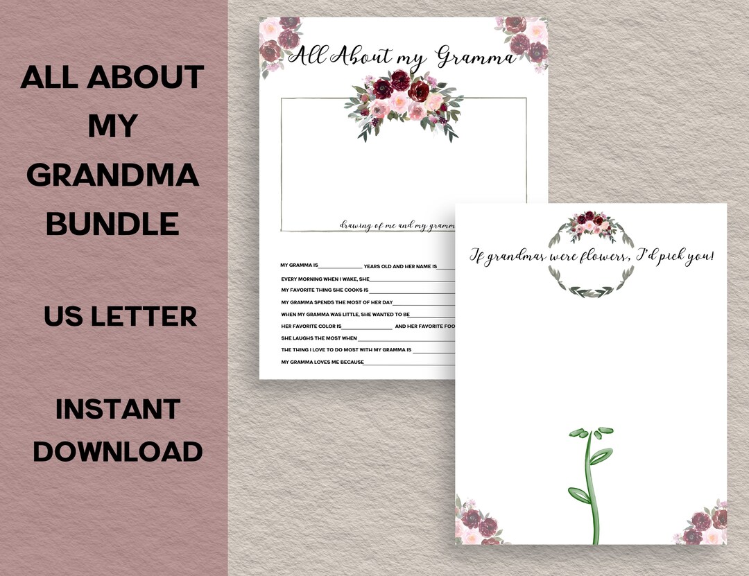 All About My Grandma, Happy Mother's Day for Grandma, Printable ...