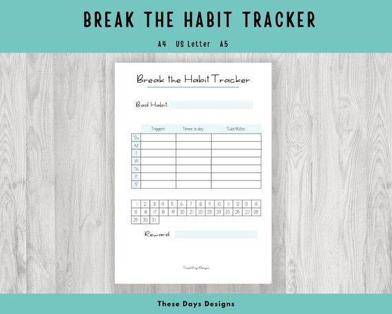 Break the Habit Tracker Calendar Habit Tracker Printable | Etsy