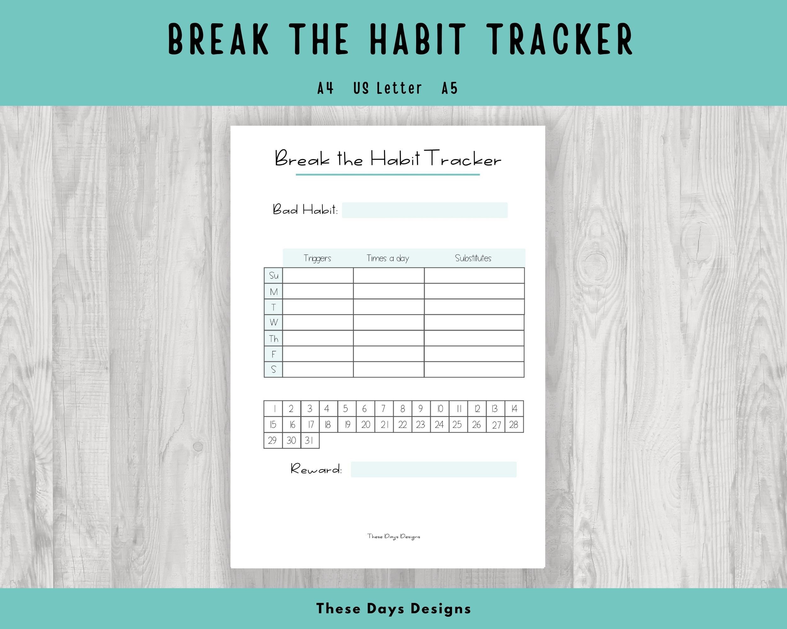 Break the Habit Tracker Calendar Habit Tracker Printable | Etsy