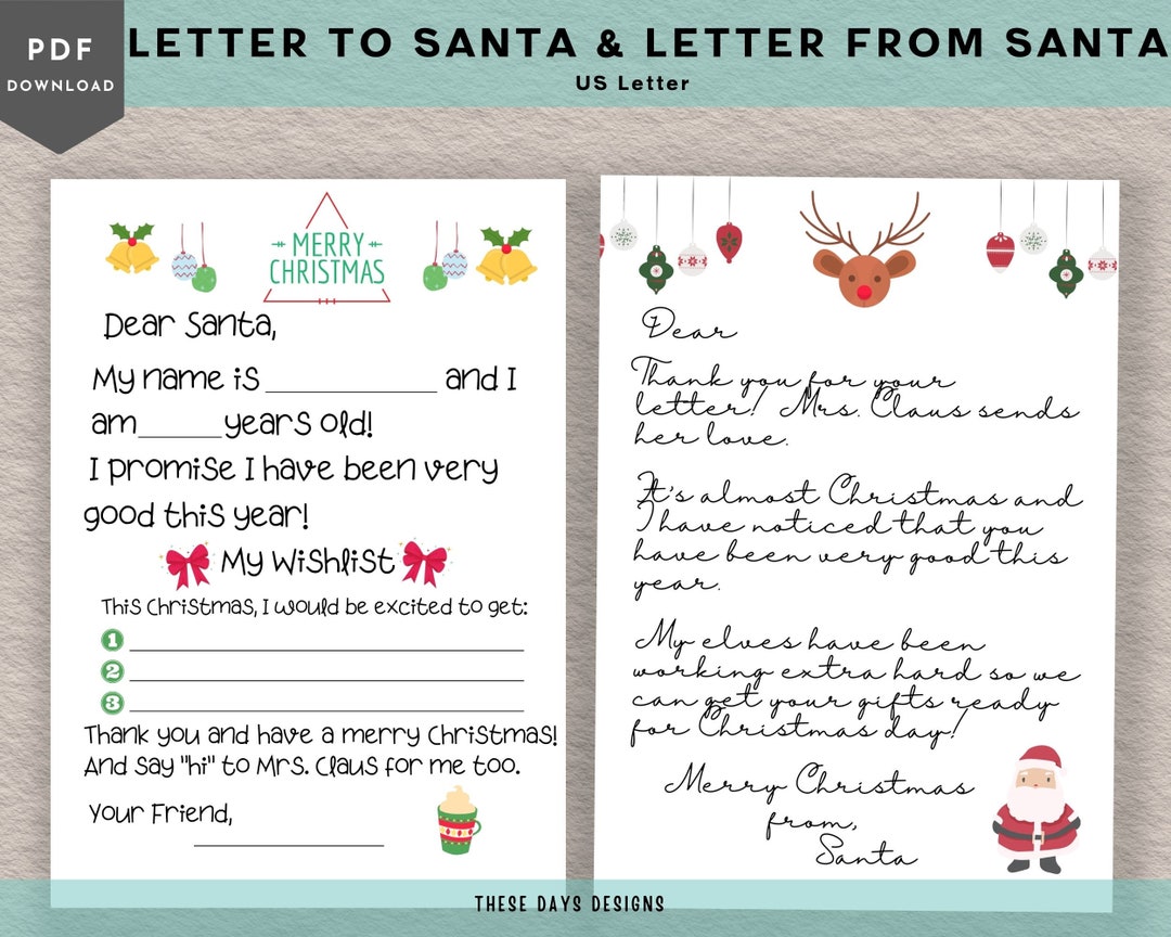 Dear Santa Letter Printable Template, Editable Letter From Santa ...