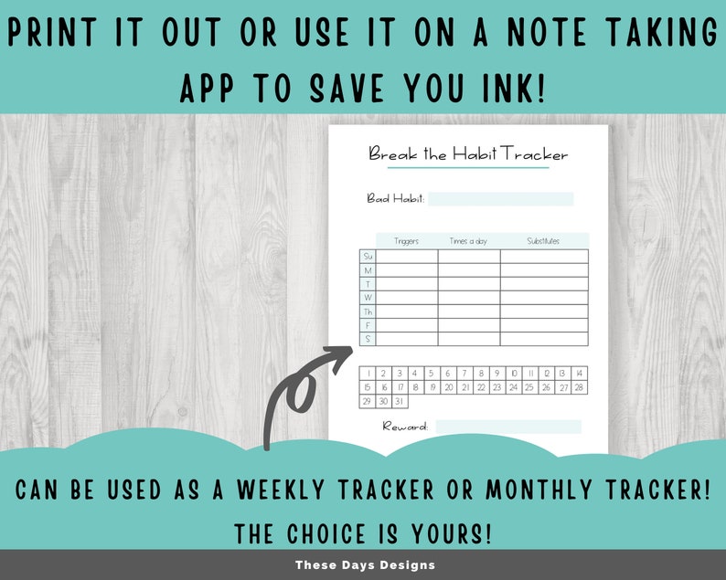 Break the Habit Tracker Calendar Habit Tracker Printable | Etsy