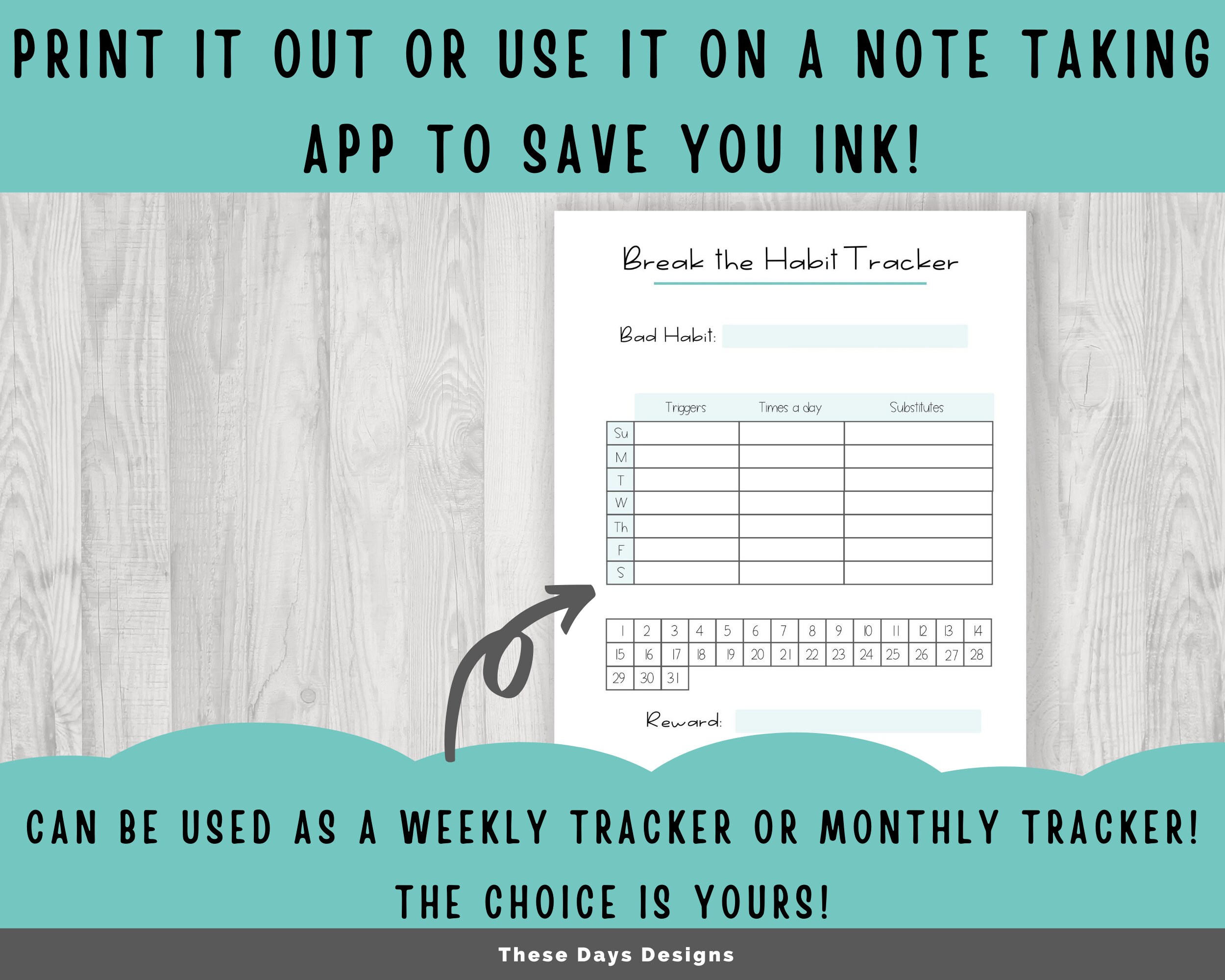 Break the Habit Tracker Calendar Habit Tracker Printable | Etsy