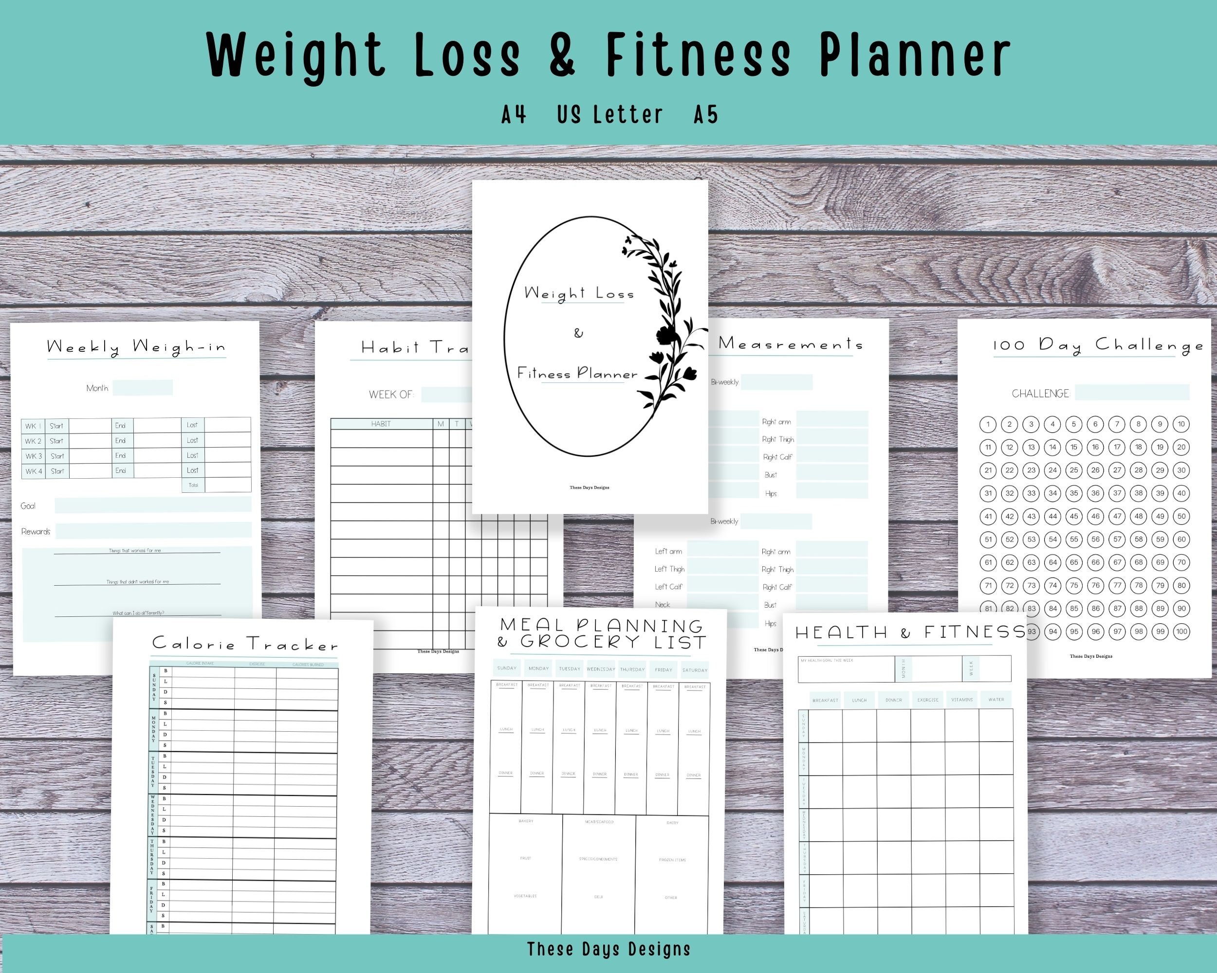 Weight Loss Planner Printable Weight Tracker Lose Weight | Etsy
