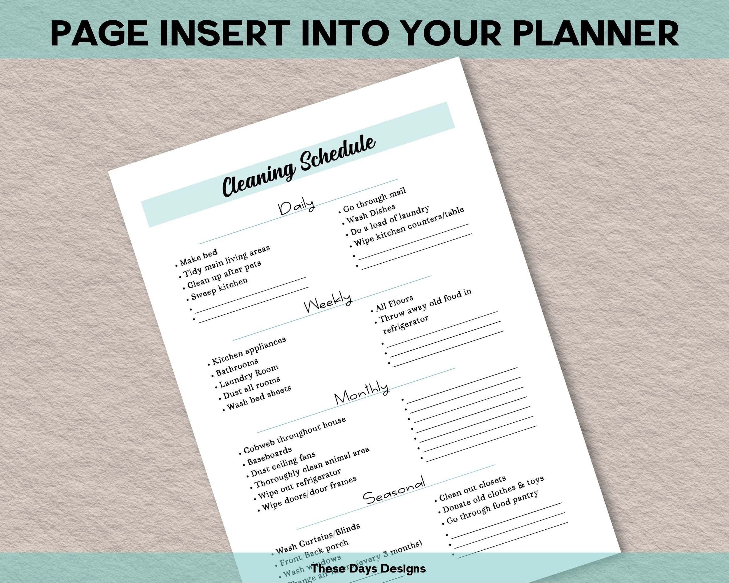 Editable Cleaning Schedule, Spring Cleaning, Daily Cleaning, Weekly ...