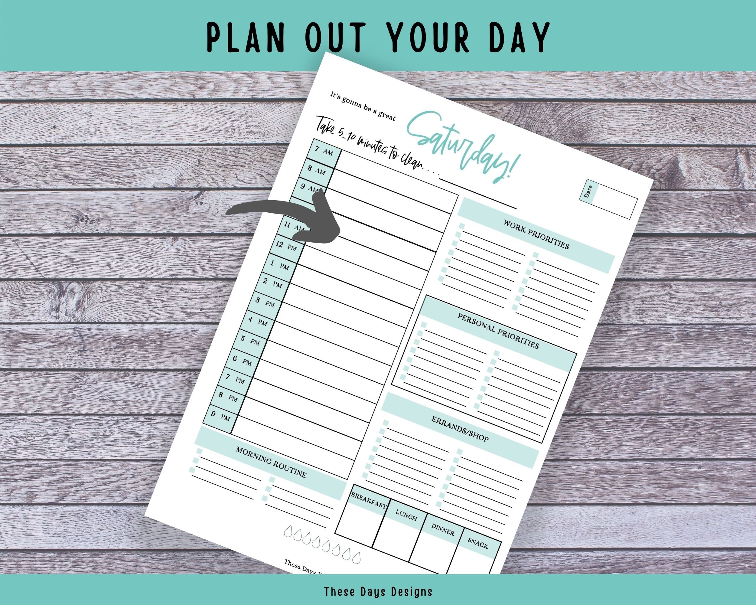 Daily Routine Printable, 7 Day Planner, Day Planner Template, Employee ...