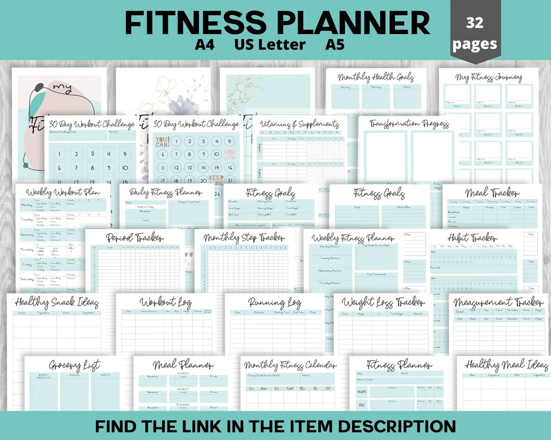 Fitness Journal Printable, Health Planner, Workout Planner, Weight Loss ...