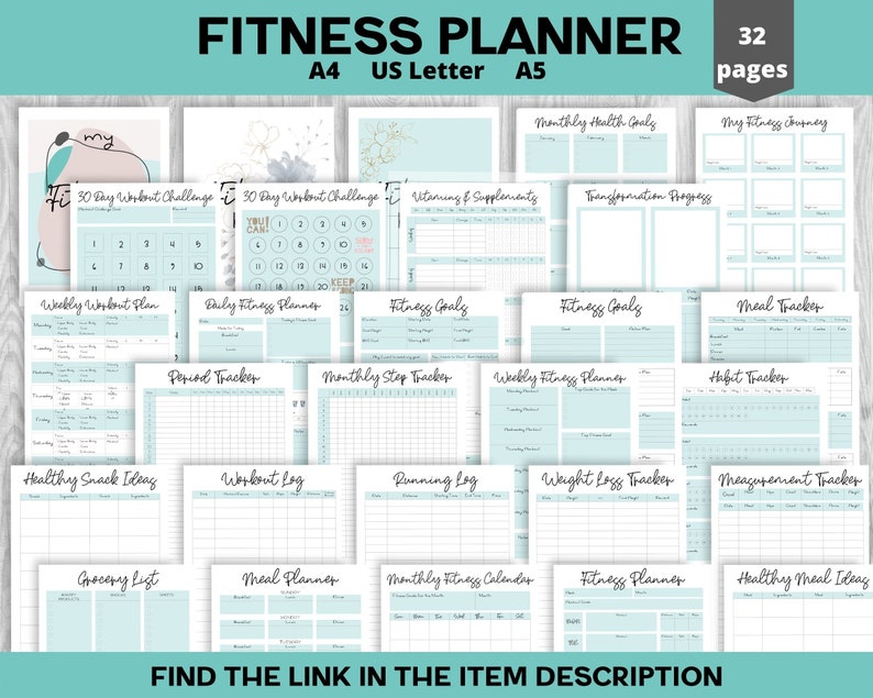 Fitness Journal Printable Health Planner Workout Planner | Etsy
