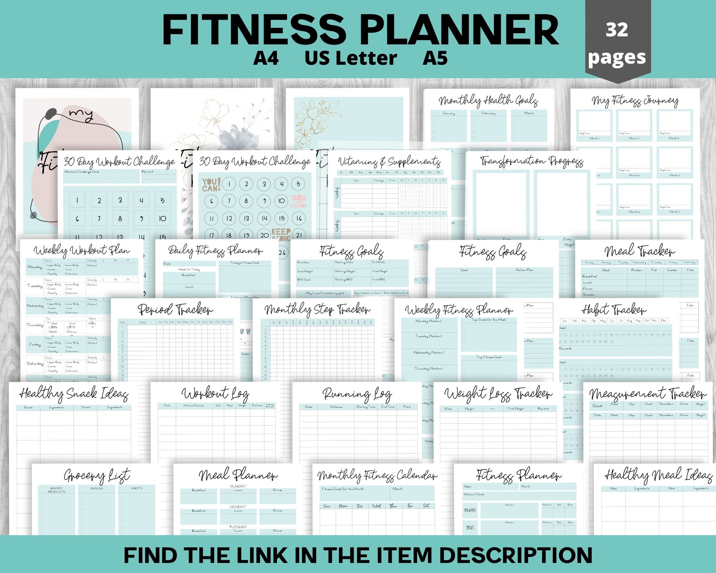 Fitness Journal Printable Health Planner Workout Planner - Etsy