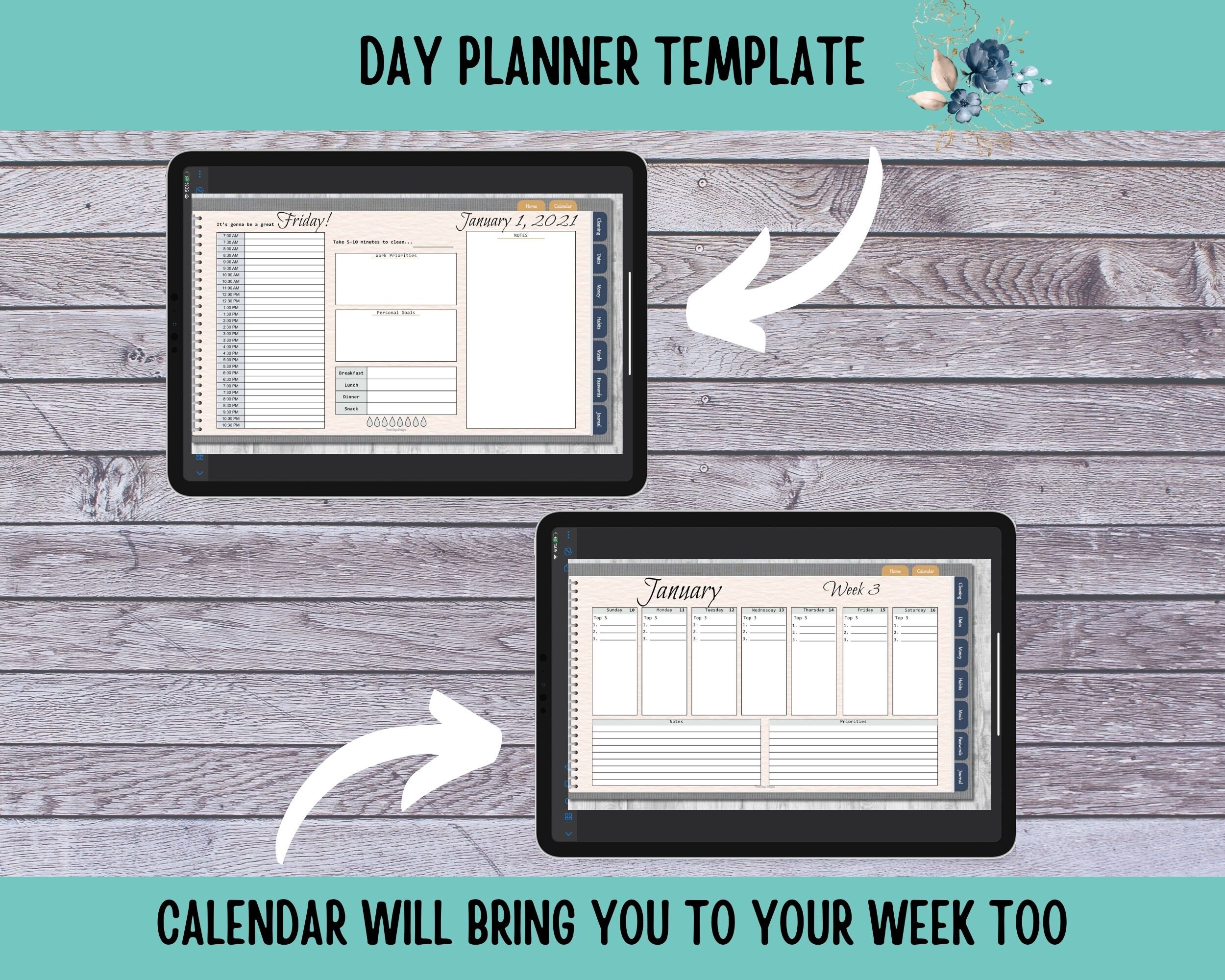 2021 Landscape Digital Planner, 2021 Horizontal Planner for Goodnotes ...