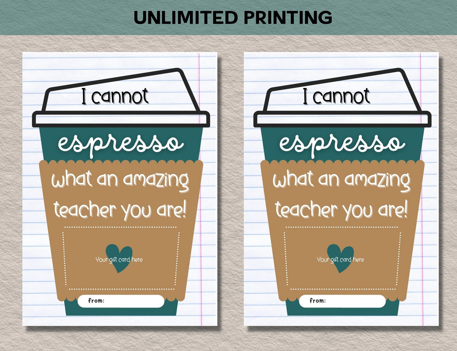 Gift Card Holder, Teacher Appreciation, Coffee Card Holder, English ...