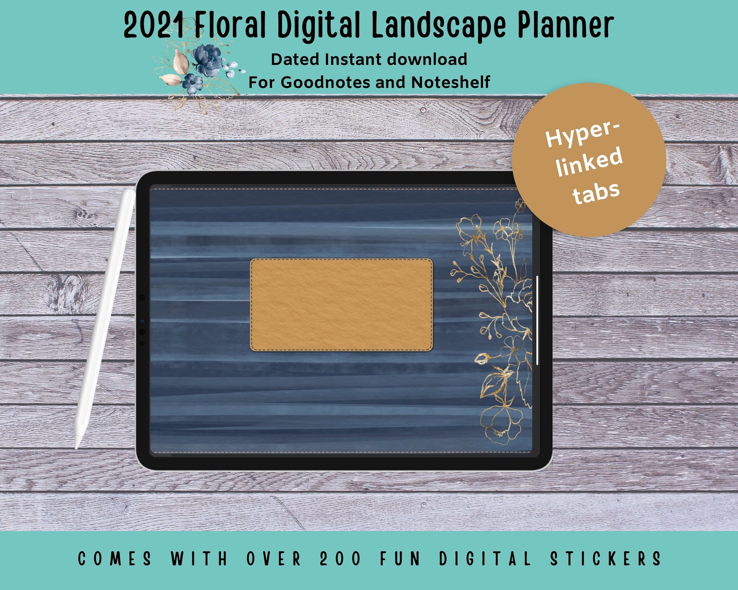 2021 Landscape Digital Planner, 2021 Horizontal Planner for Goodnotes ...