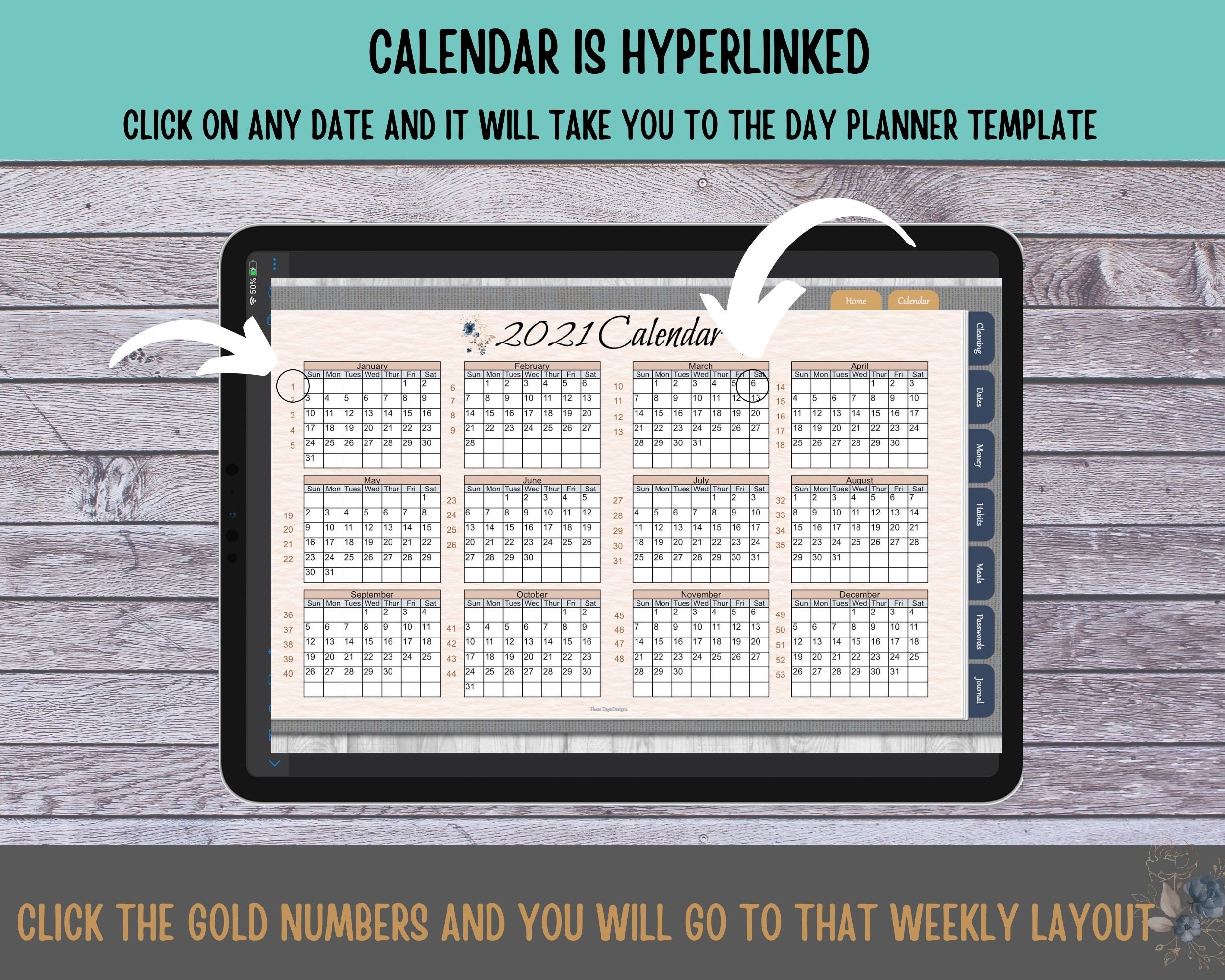 2021 Landscape Digital Planner, 2021 Horizontal Planner for Goodnotes ...
