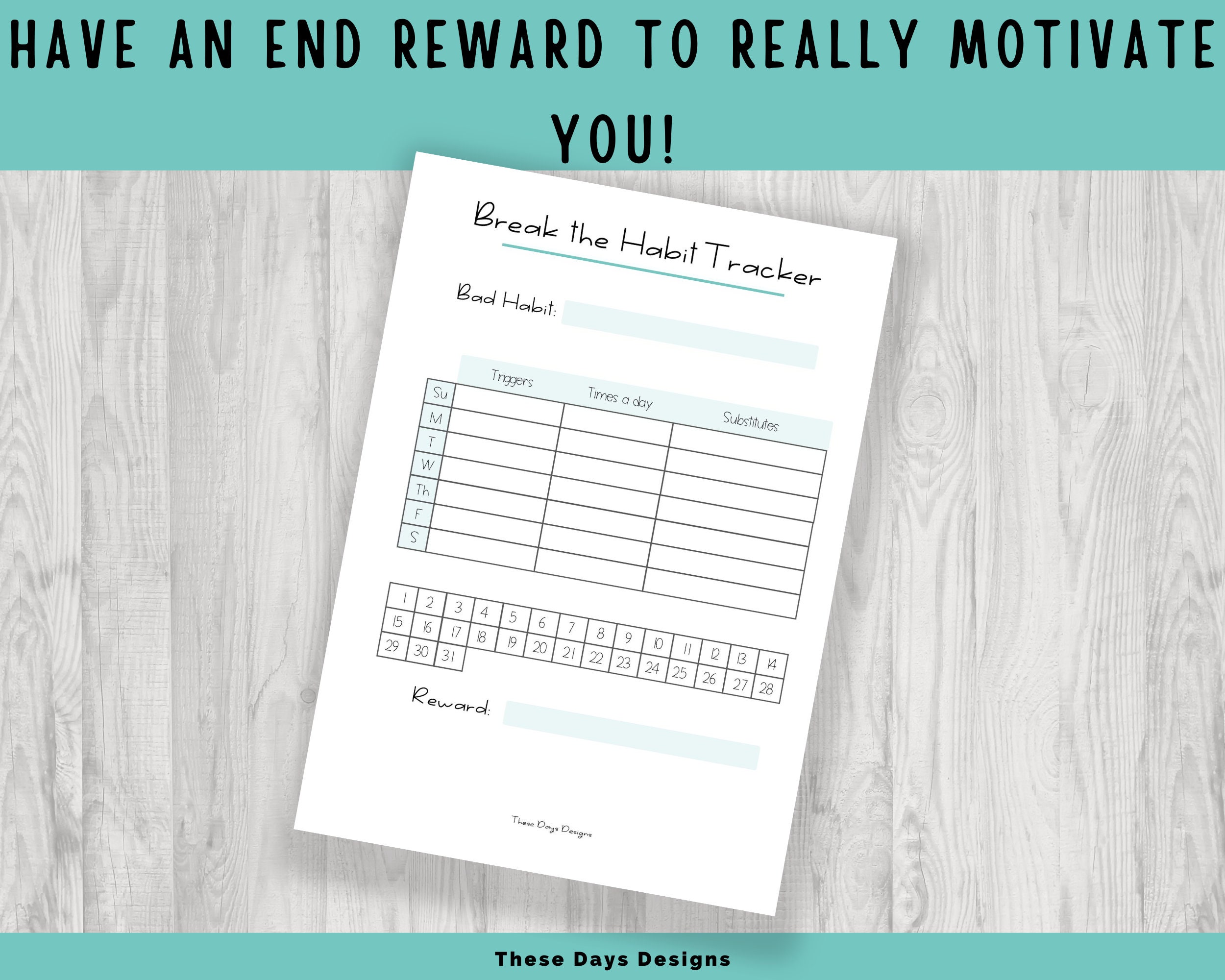 Break the Habit Tracker Calendar Habit Tracker Printable | Etsy UK