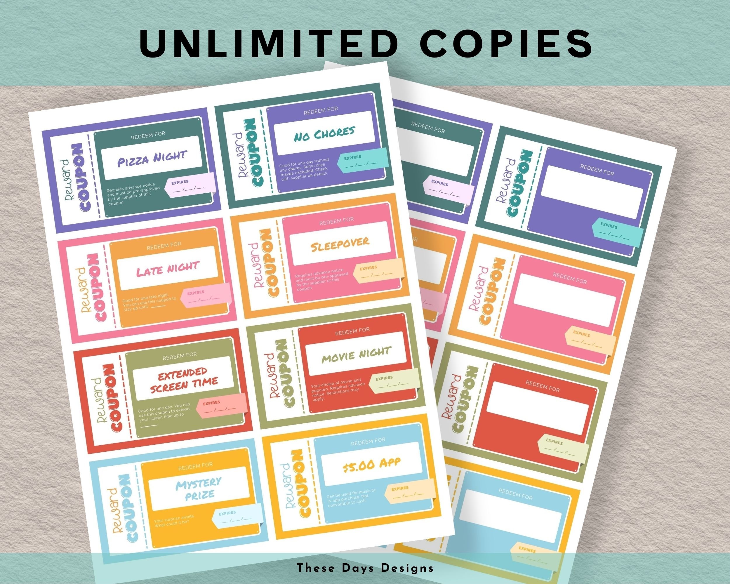 Editable Kids Coupons, Printable Reward Coupons for Kids, Coupon Book ...