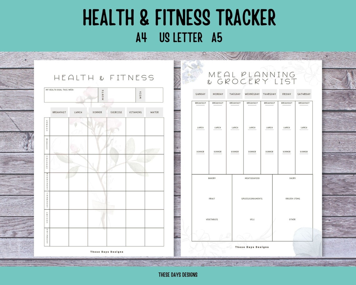 Fitness Planner, Meal Planner, Printable, Health Tracker, Fitness ...