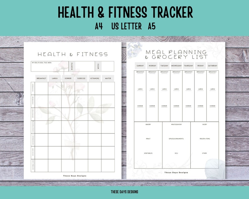 Fitness Planner, Meal Planner, Printable, Health Tracker, Fitness ...