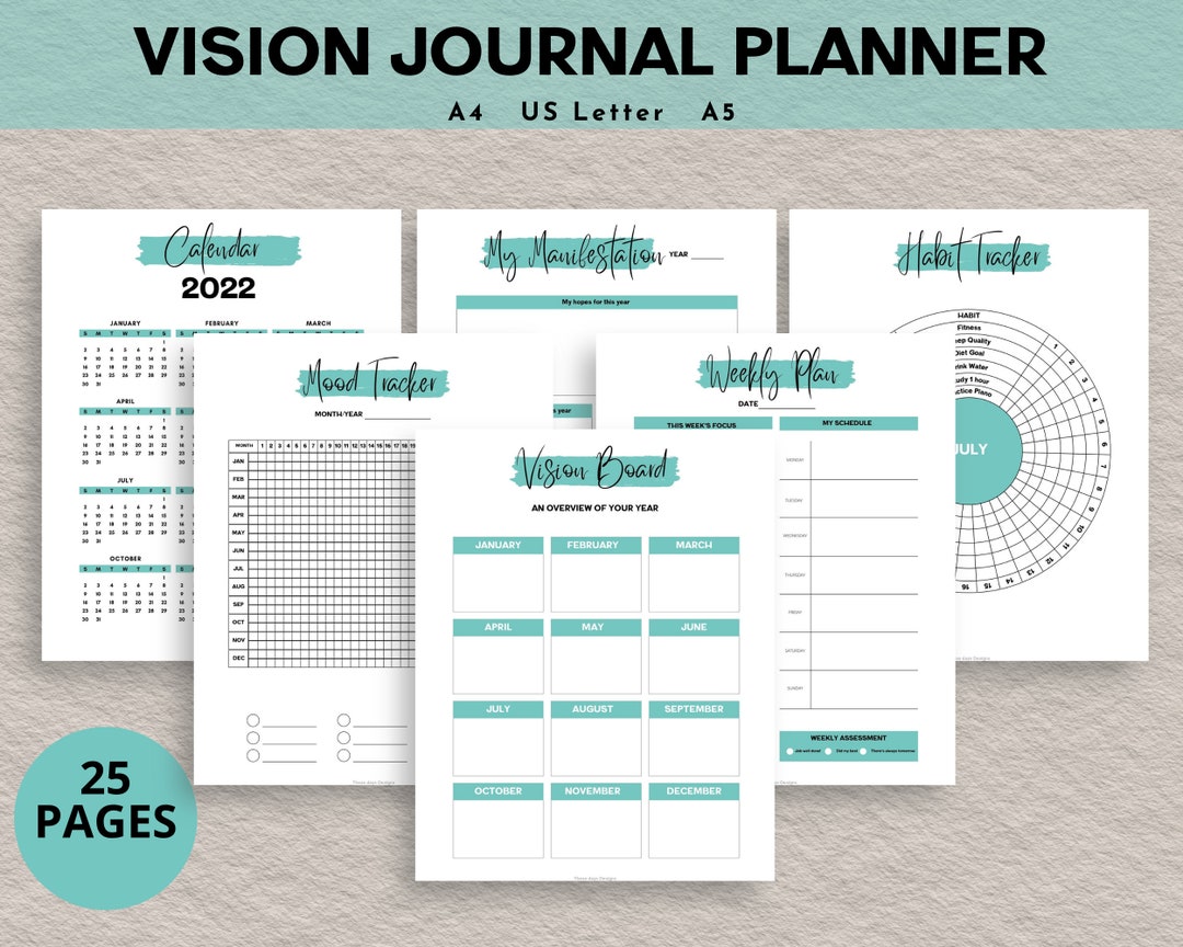 Vision Board Kit Printable, Goal Planner 2022, Goal Journal ...