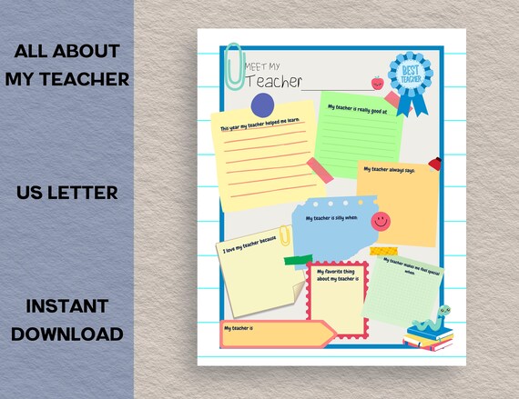 Teacher Appreciation Week All About My Teacher Teacher | Etsy