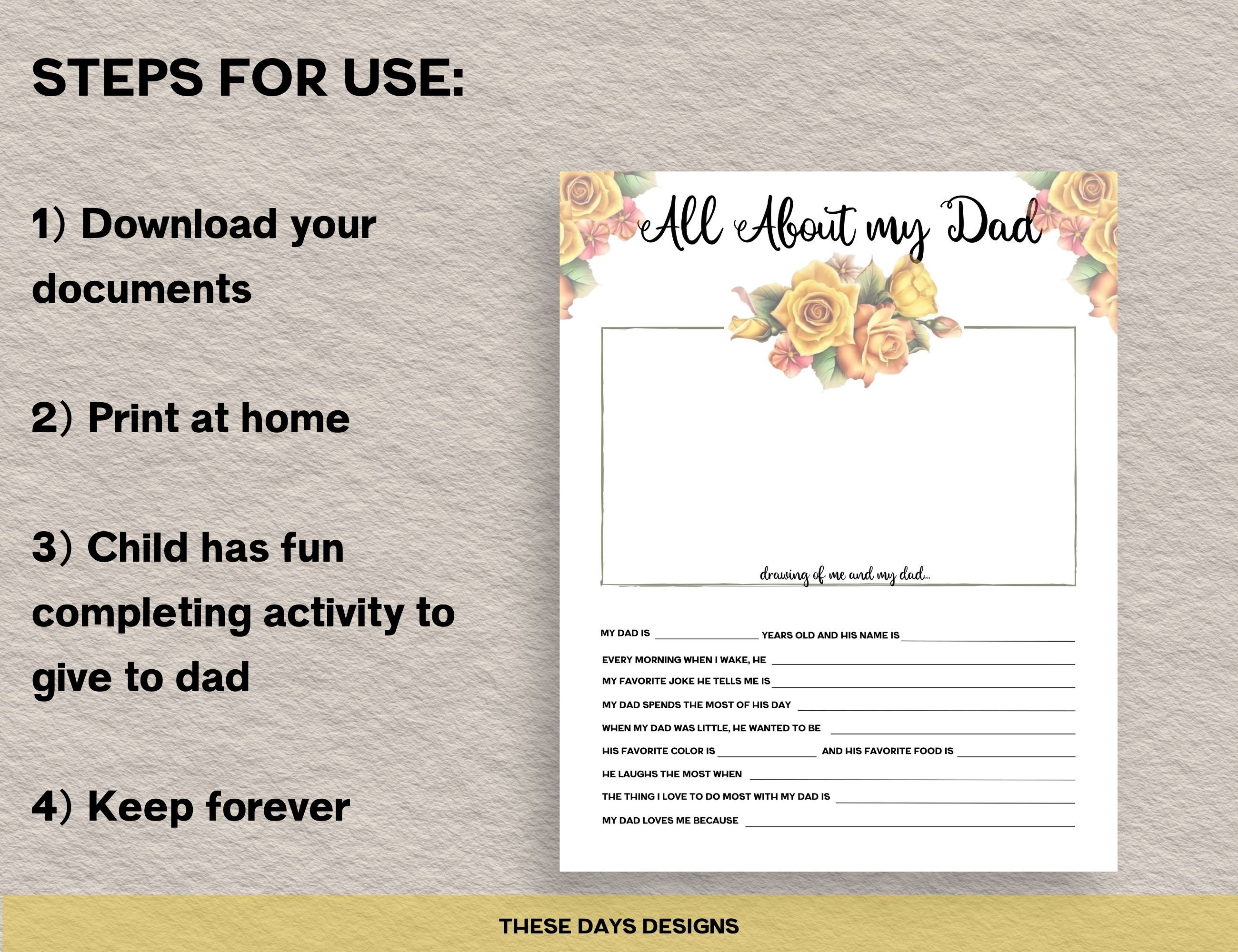 All About My Dad Questionnaire, Father Questionnaire, Dad Handprint Art ...