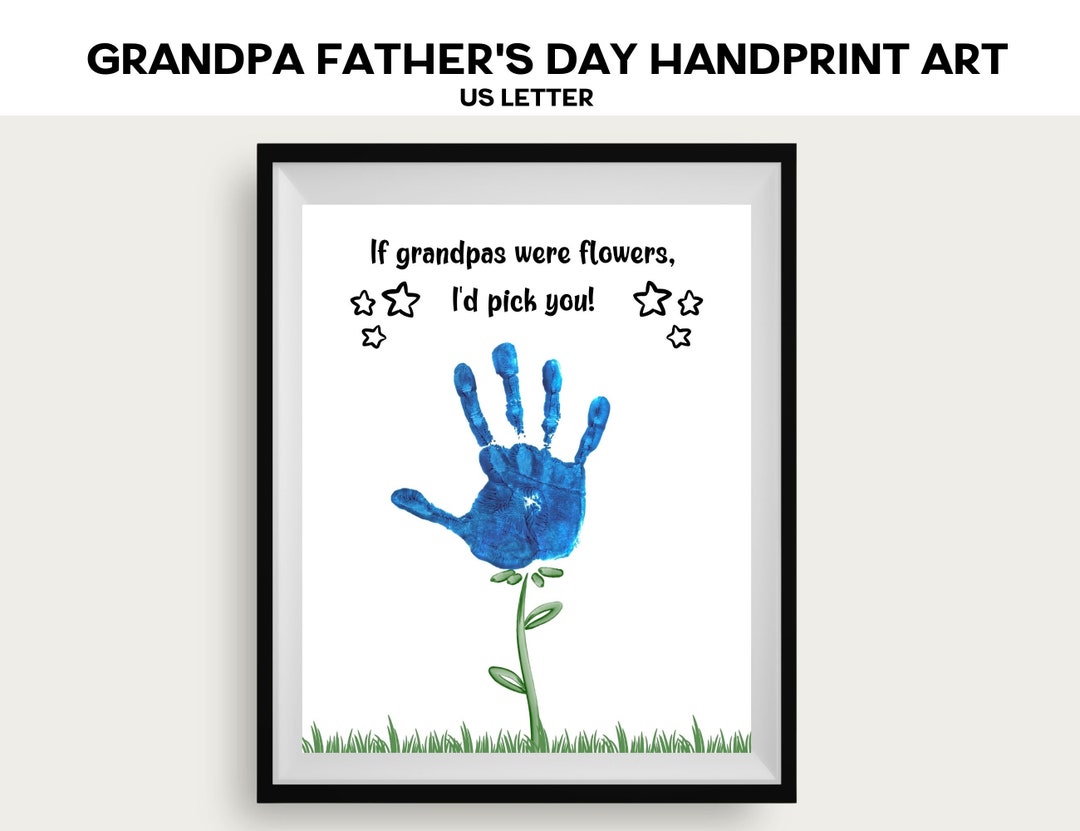 Grandpa Father's Day Handprint Craft, Handprint Art Printable, Kids ...
