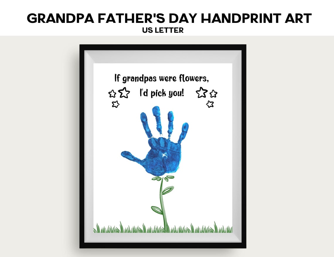 Grandpa Father's Day Handprint Craft, Handprint Art Printable, Kids ...