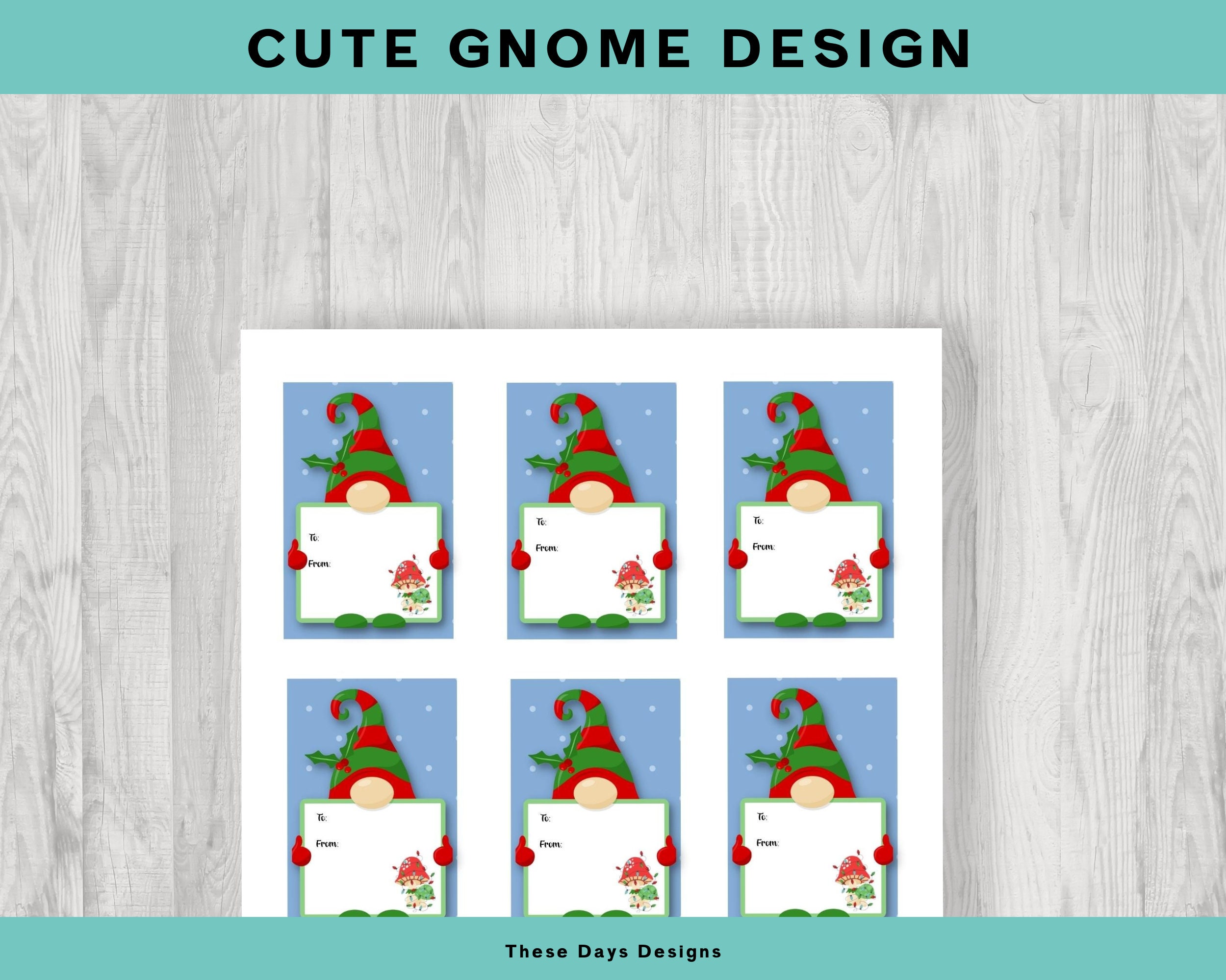 Christmas Gnome Gift Tags, Printable, Digital Gift Tags, Christmas ...