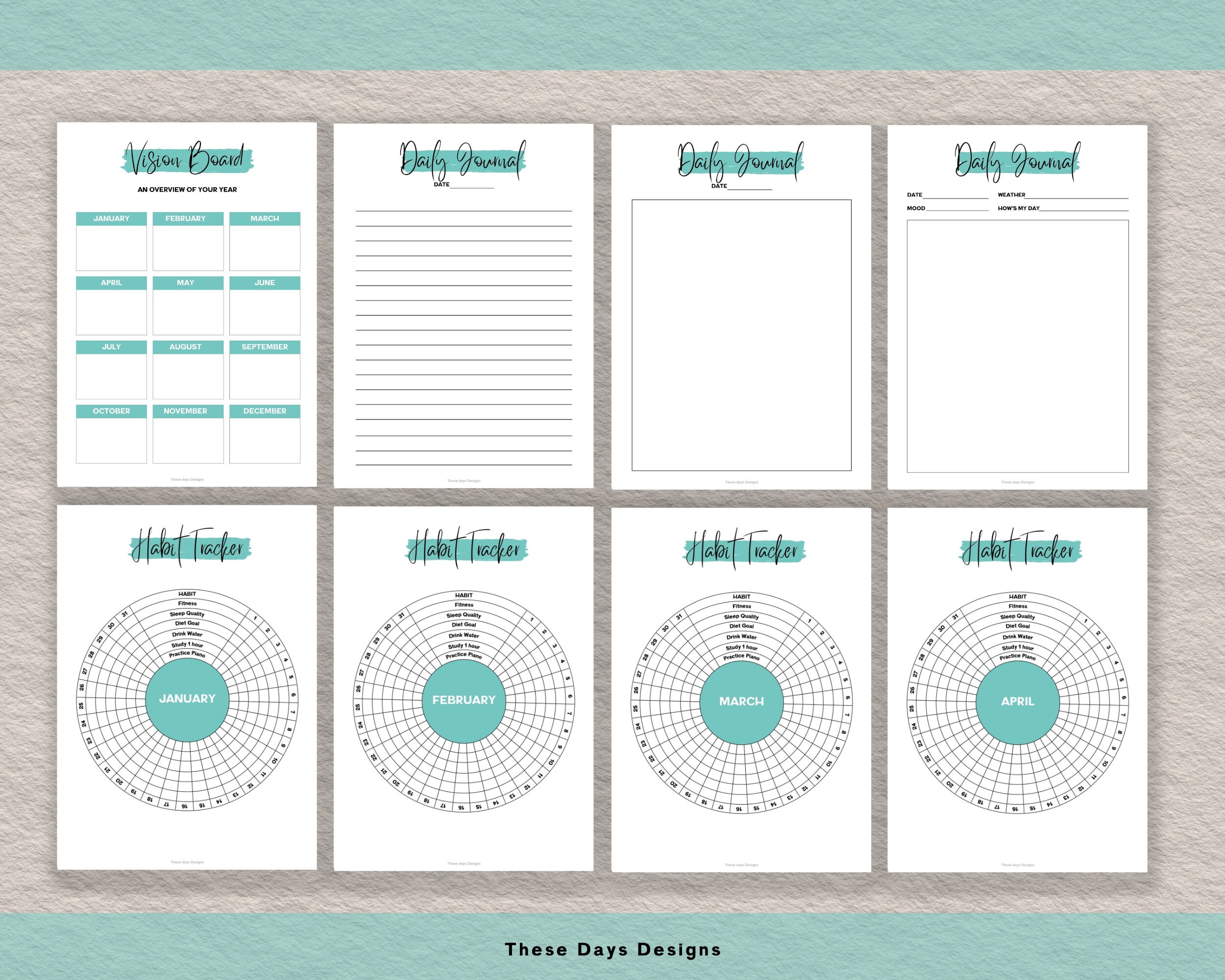 Vision Board Kit Printable, Goal Planner 2022, Goal Journal ...