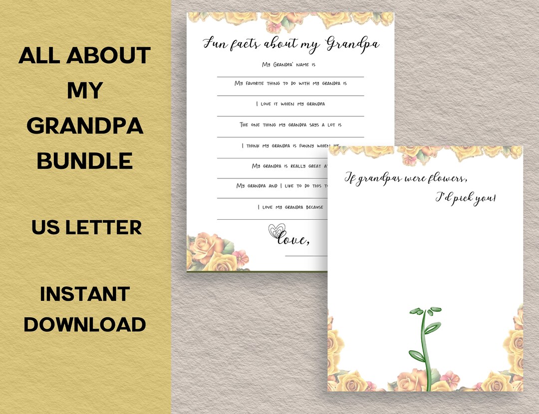 All About My Grandpa, Grandfather Handprint Art, Father's Day Print ...