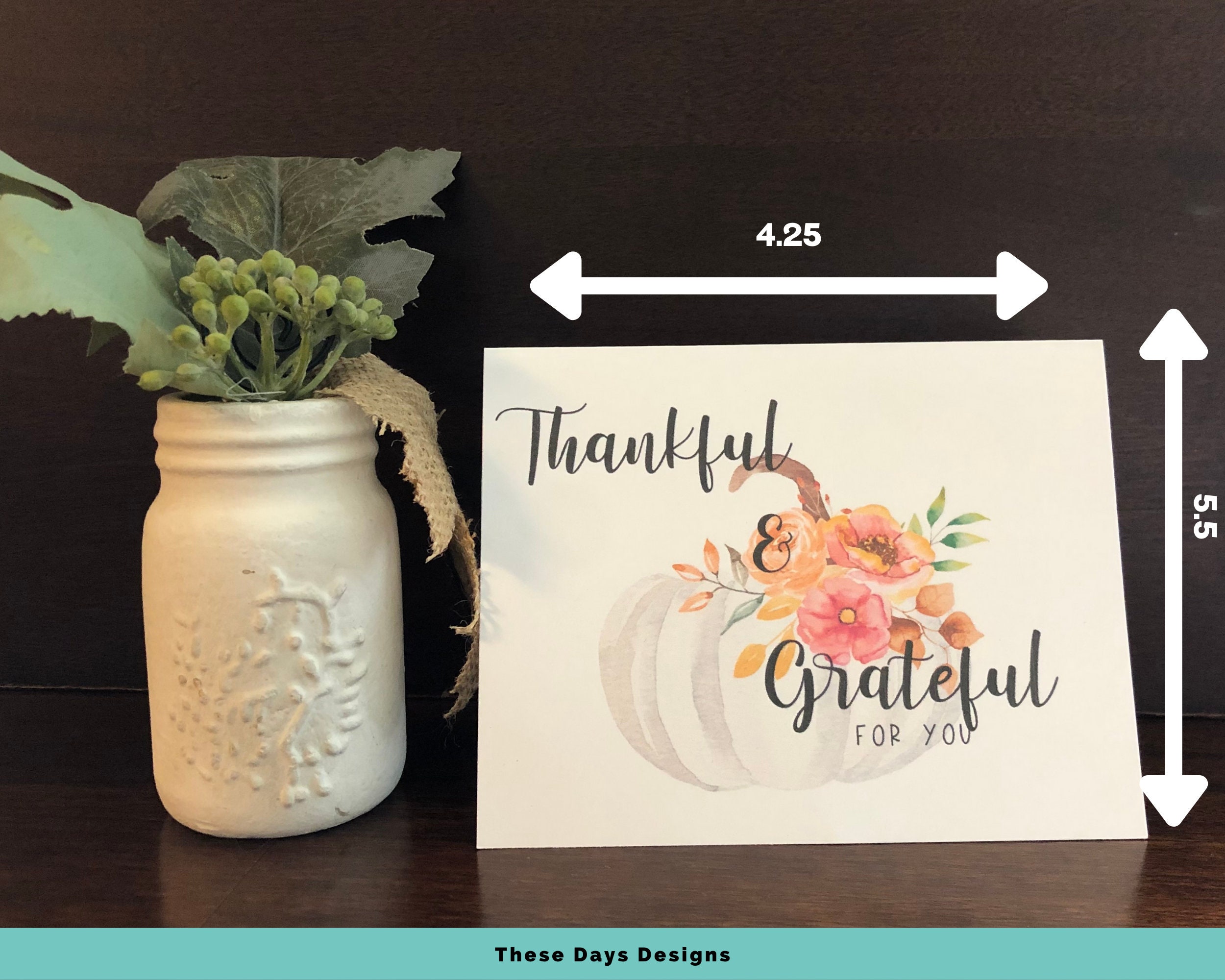 Thankful Cards, Printable, Grateful Cards for You Card Set of 4, Boho ...
