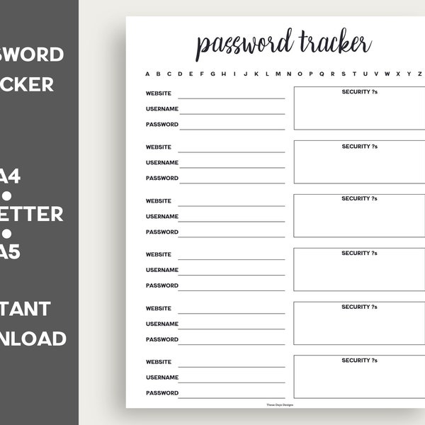 Password Book With Alphabetical Tabs - Etsy