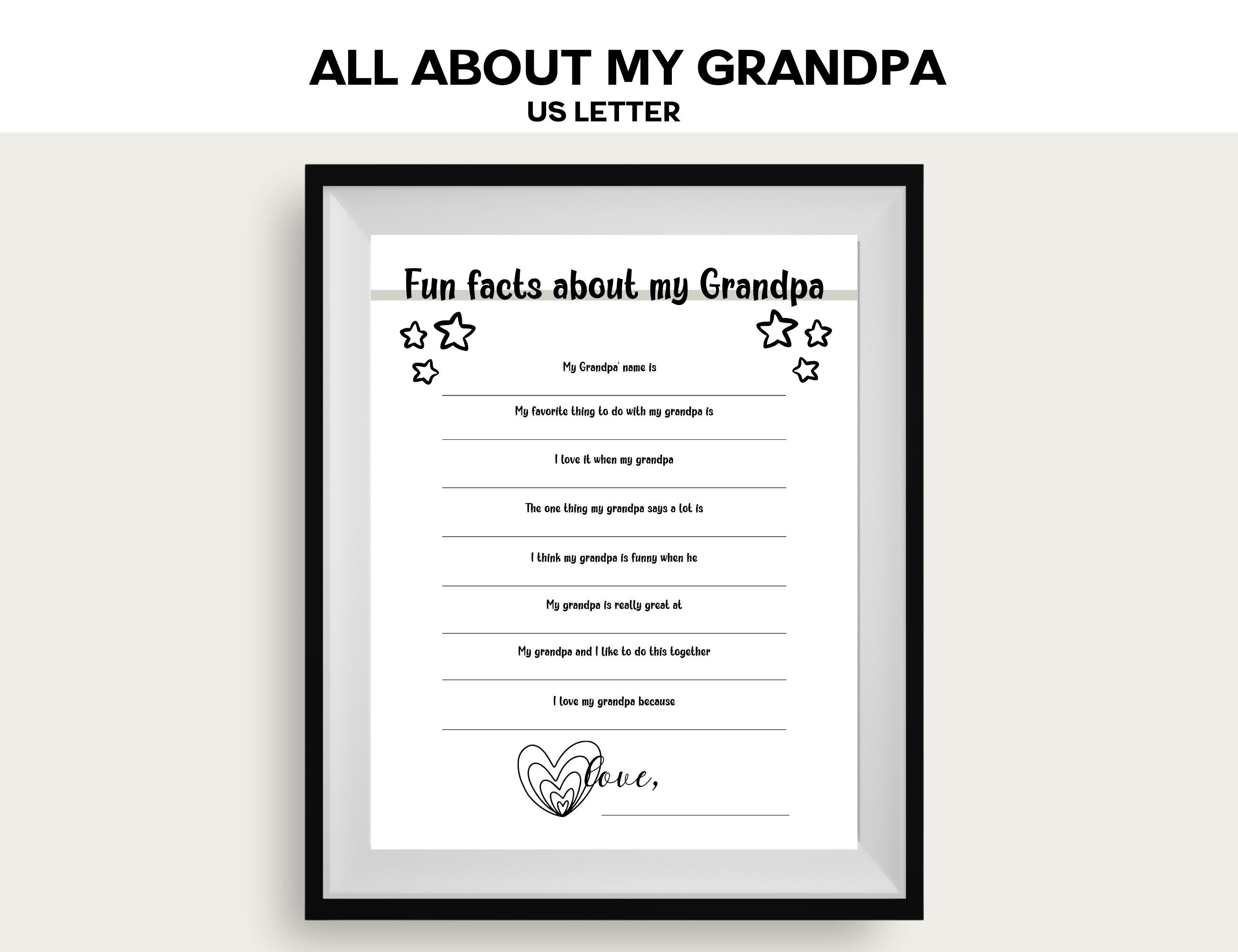 Cuestionario Todo sobre mi abuelo, Abuelo imprimible, Manualidad del ...