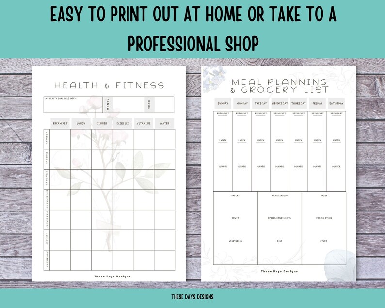 Fitness Planner, Meal Planner, Printable, Health Tracker, Fitness ...