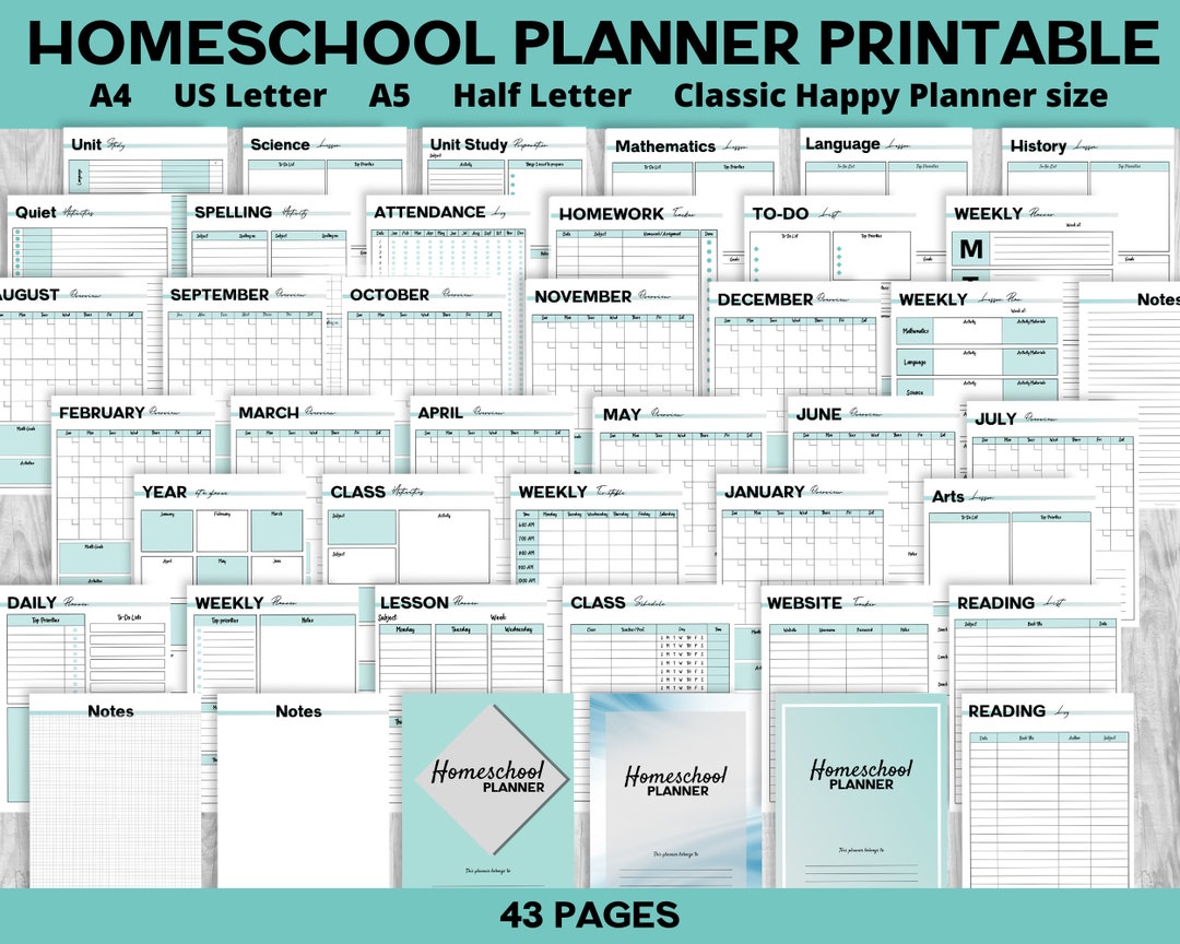 Homeschool Planner Printable, Homeschool Schedule, Assignment Planner ...
